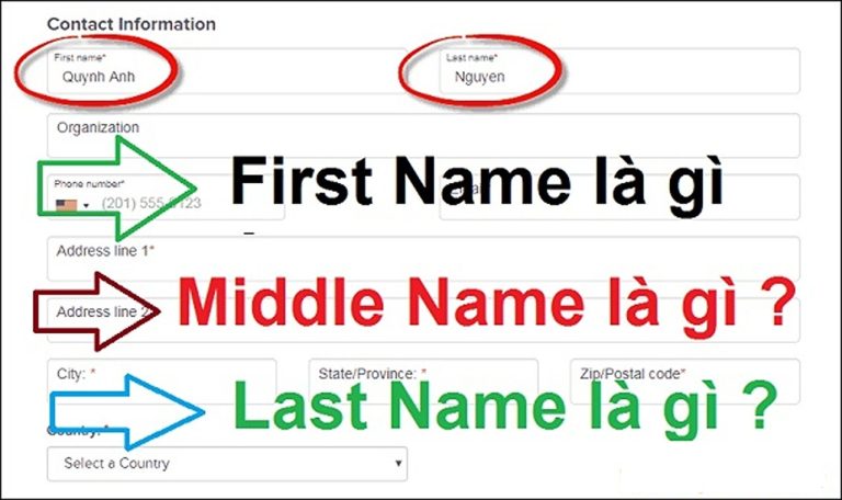 First name, Last name, Middle name là gì? Hướng dẫn điền tên tiếng anh ...